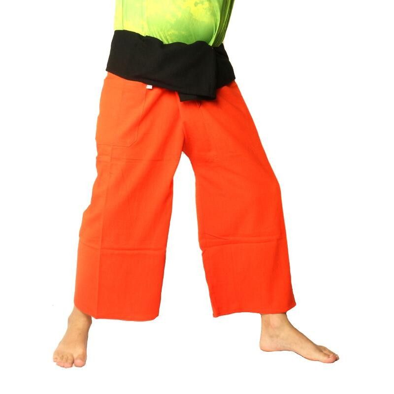 Thai Wrap Pants - bicoloured - orange black Fairtrade CC0-A1